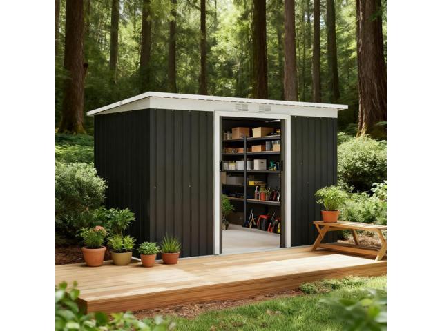 Click here for Dark Gray Garden Storage Shed Outdoor Storage Shed... prices