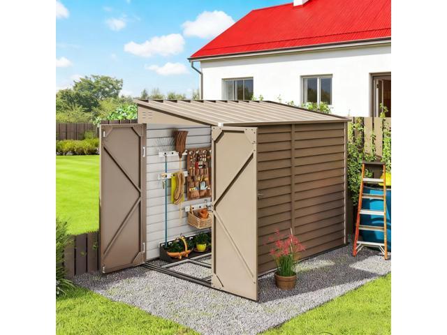 Click here for Outdoor Storage Shed Brown Metal Shed with Foundat... prices