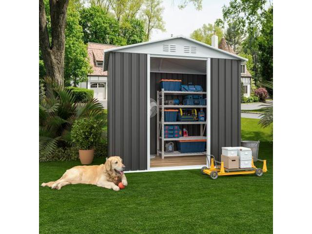 Click here for Outdoor Storage Sheds 6FTx4FT Apex Roof Grey With... prices