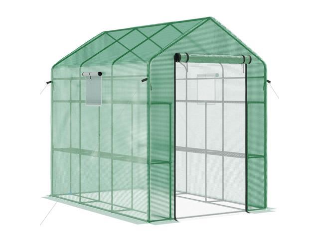 Click here for Outsunny 7 x 5 x 6 Walk-in Greenhouse with Mesh Do... prices