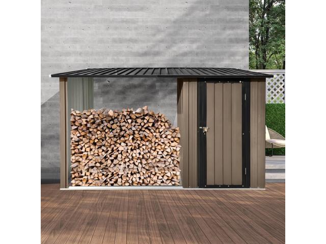 Click here for Outdoor Metal Firewood Rack and Storage Shed  Brow... prices