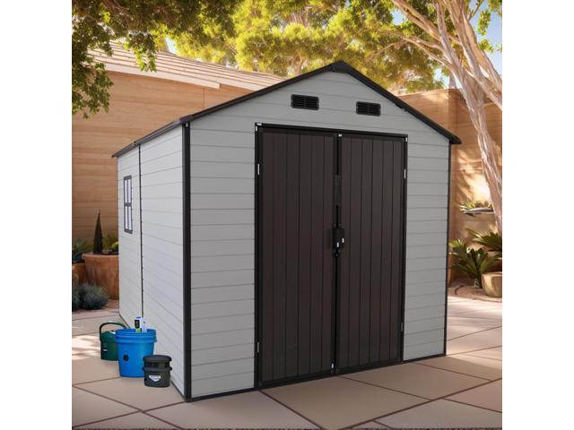 Click here for 8x8x7.6FT Outdoor Resin Storage Shed with Windows... prices