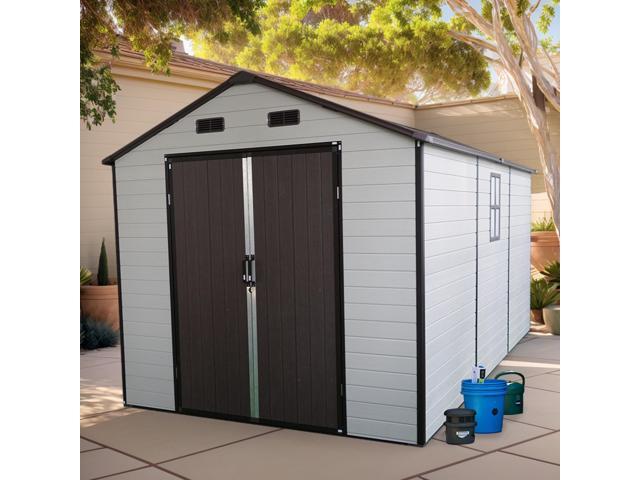 Click here for 8x14x7.6 Ft Outdoor Resin Storage Shed with Window... prices