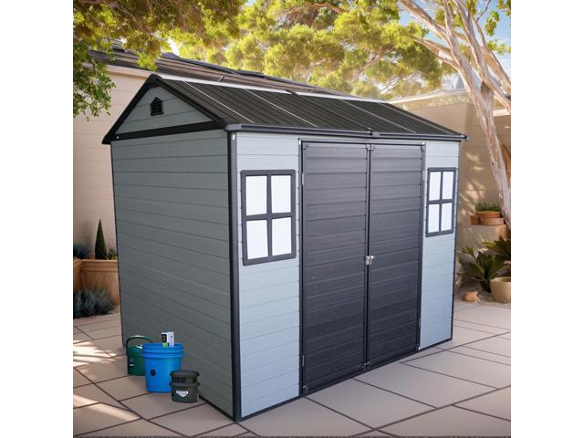 Click here for Upgraded 8x6ft Outdoor Resin Garden Shed with Floo... prices