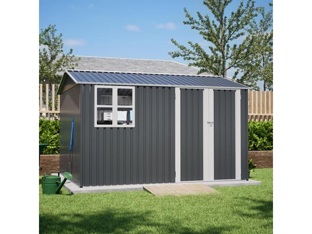 Click here for 10X8FT Outdoor Steel Storage Shed with Clear Windo... prices