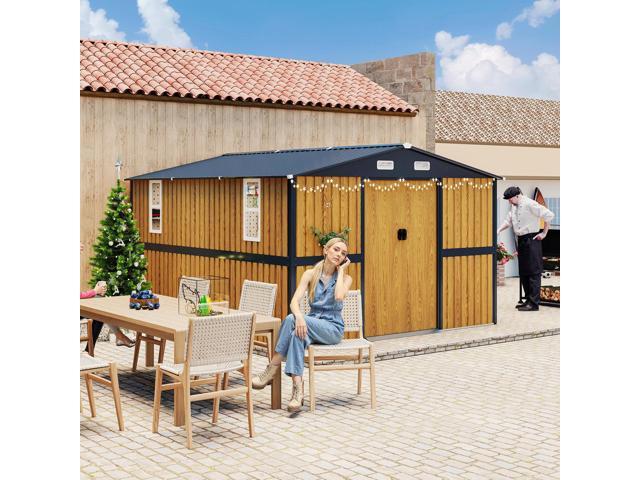 Click here for 10X12 FT Outdoor Steel Storage Shed with Lockable... prices