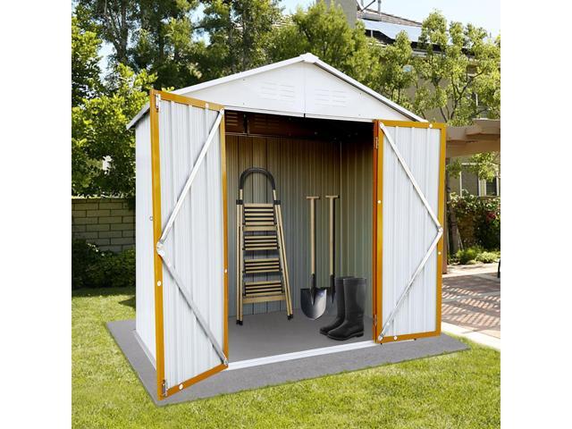 Click here for Outdoor storage sheds 6FTx4FT Apex roof White+Yell... prices