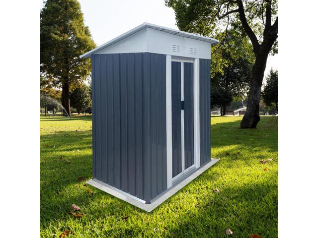 Click here for 5FTx3FT Pent Roof Grey Outdoor Tool Bike Storage G... prices