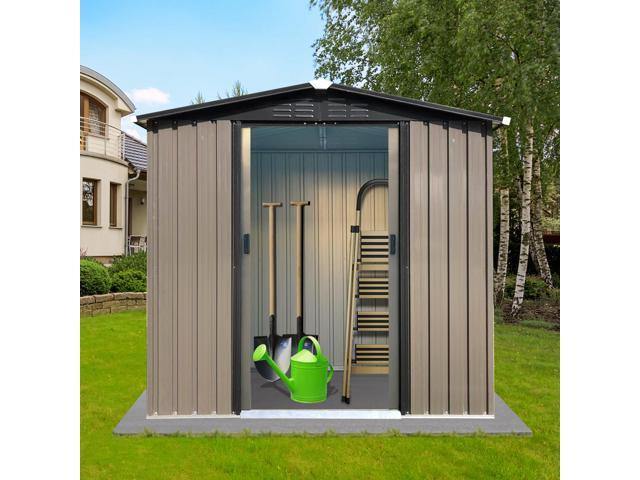 Click here for Outdoor storage sheds 6FTx4FT Apex roof brown with... prices