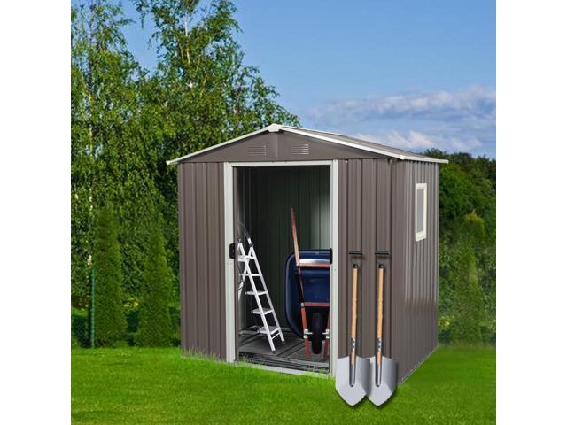 Click here for 6ft x 5ft Outdoor Metal Storage Shed gray With win... prices