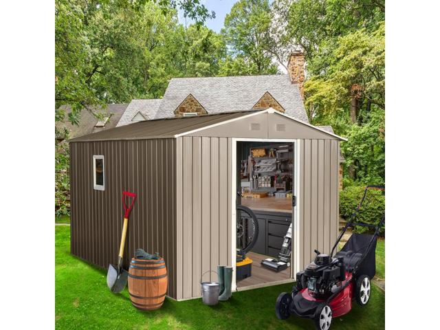 Click here for 8ft x 10ft Outdoor Metal Storage Shed with Metal F... prices