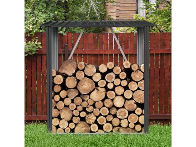 Click here for 3ft x 5ft Outdoor Meta Firewood Rack Open Wood She... prices