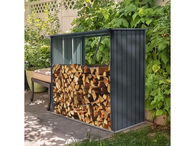 Click here for Outdoor Steel Firewood Rack Open Wood Shed with Sl... prices