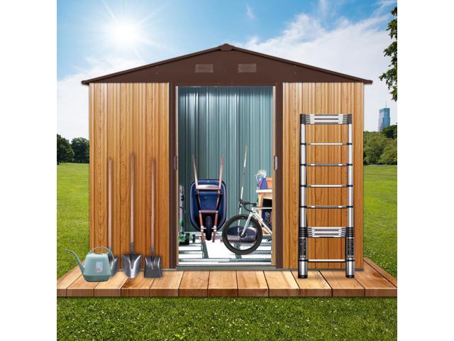 Click here for 8ft x 6ft Outdoor Metal Storage Shed with Metal fo... prices