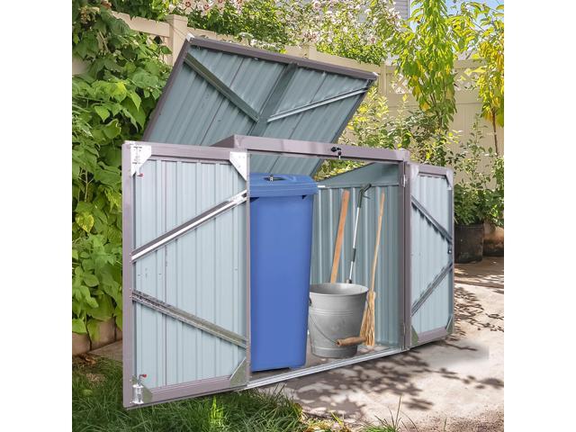 Click here for Garbage Bin Shed Stores 2 Trash Cans Metal Outdoor... prices