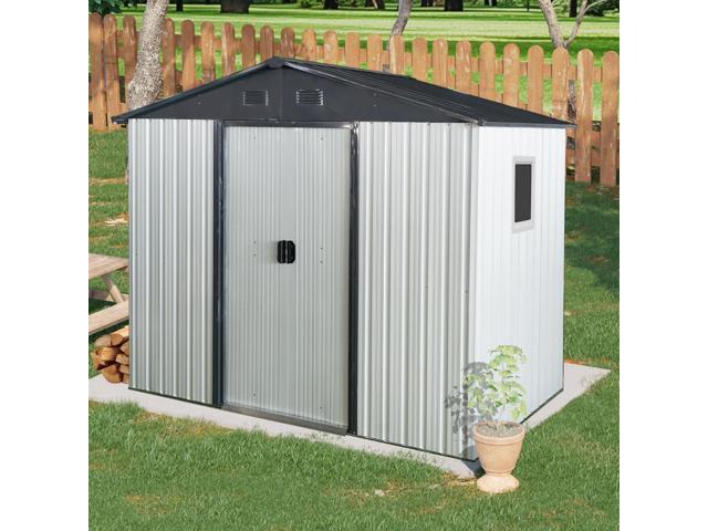 Click here for 8ft x 4ft Outdoor Metal Storage Shed with Window a... prices