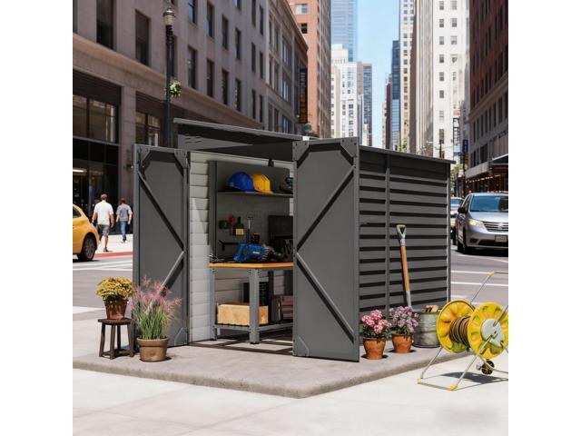 Click here for Dark Gray Outdoor Storage Shed with Foundation Kit... prices