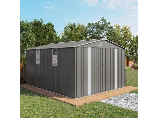 Click here for 10x12FT Outdoor Storage Shed Large Metal Garden Sh... prices