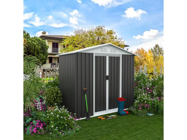 Click here for Outdoor Storage Sheds 6FTx4FT Apex Roof Grey prices