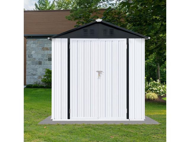 Click here for Outdoor storage sheds 6FTx4FT Apex roof White+Blac... prices
