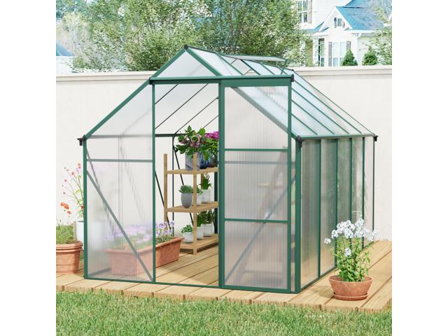 Click here for 6X10FT Polycarbonate Greenhouse Raised Base and An... prices