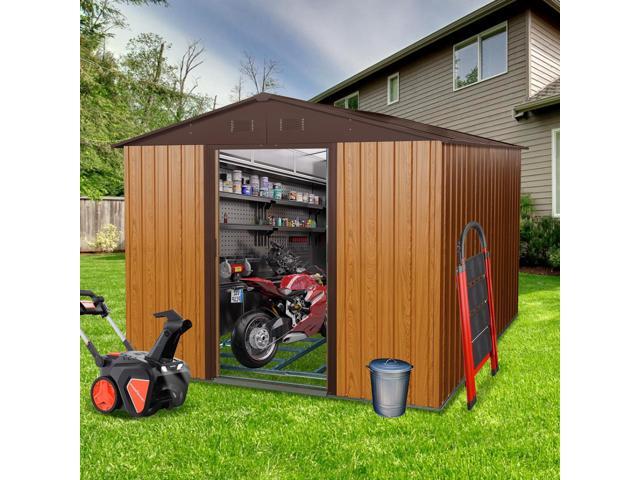 Click here for 8ft x 10ft Outdoor Metal Storage Shed with Metal F... prices