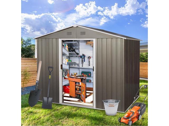 Click here for 8ft x 6ft Outdoor Metal Storage Shed with Metal fo... prices
