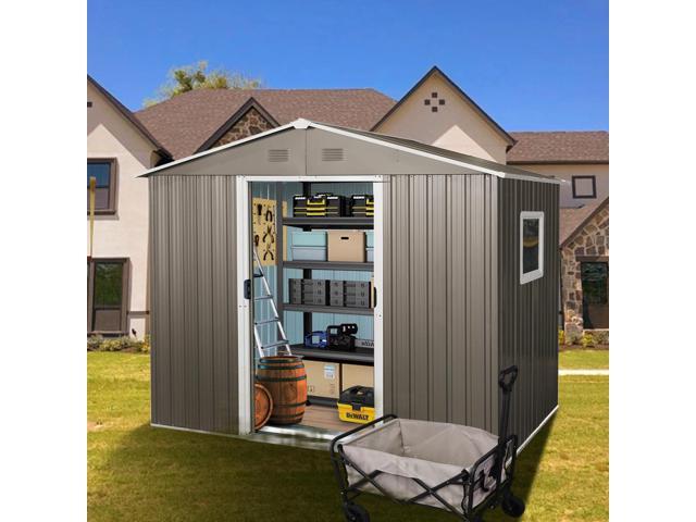 Click here for 8ft x 6ft Outdoor Metal Storage Shed with Window G... prices
