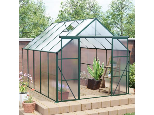 Click here for 8x10FT Double Door Polycarbonate Greenhouse Raised... prices