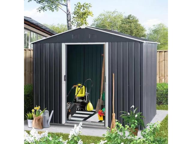 Click here for 8ft x 6ft Outdoor Metal Storage Shed with Metal fo... prices