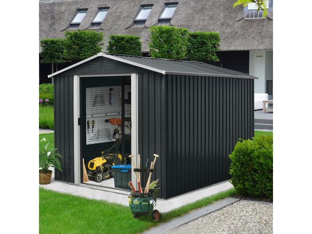 Click here for 8ft x 10ft Outdoor Metal Storage Shed with meatl f... prices