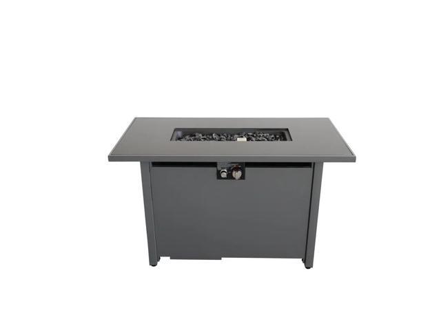 Click here for 42 Smoked Glass Metal Rectangle Fire Pit (Black) prices