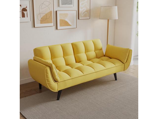 Click here for 74 inch yellow sofa Soft two armrests throw pillow... prices