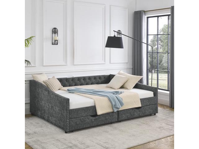 Click here for Queen Size Daybed with Drawers Upholstered Tufted... prices