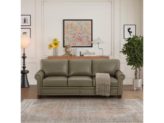 Click here for Classic Living Room Nails Sofa Taupe Faux Leather prices