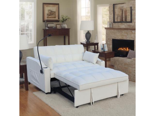 Click here for Modern Velvet Loveseat Futon Sofa Couch w/Pullout... prices