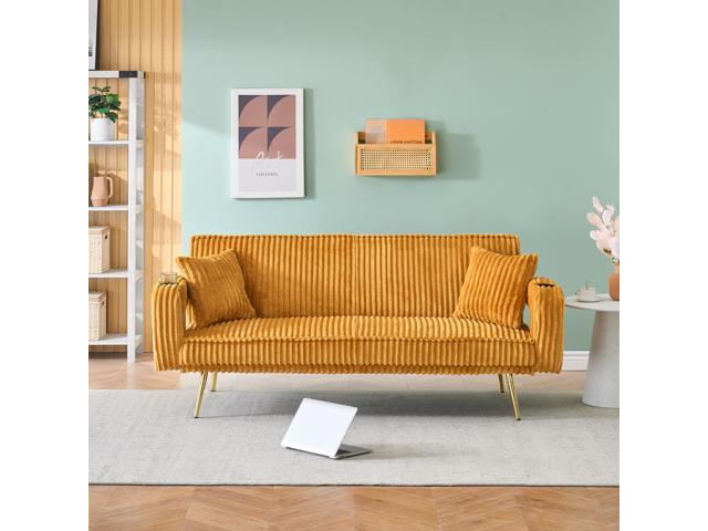 Click here for 74.01 inch straight corduroy sofa bed with pillows... prices