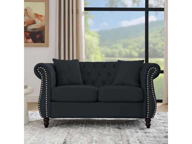 Click here for 58.8 Chesterfield Sofa Black Velvet for Living Roo... prices