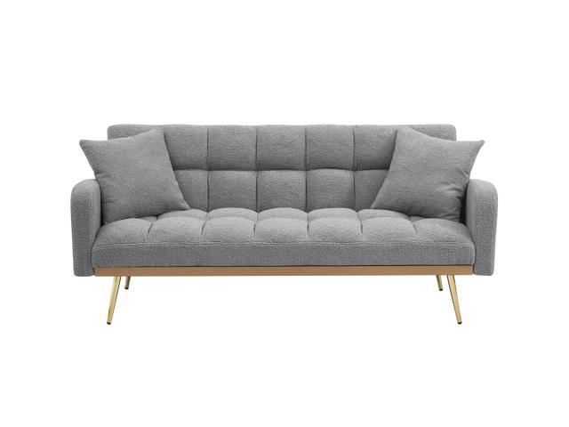 Click here for 69 Inch Sofa Bed Gray with Adjustable Teddy Sofa f... prices