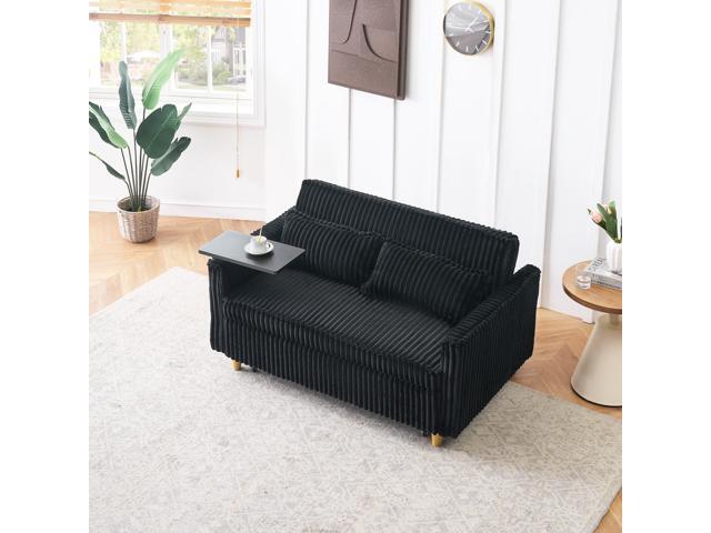 Click here for The pull-out and push-in black corduroy sofa with... prices