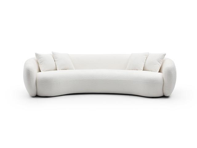Click here for 102 5-Seater Boucle Sofa Modern Sectional Half Moo... prices