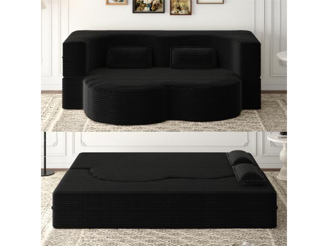 Click here for Modern Floor Sofa with 2 Pillows Convertible Plush... prices