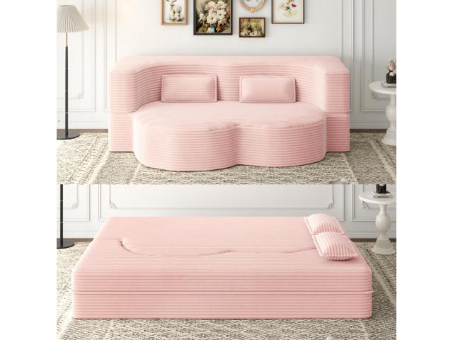 Click here for Modern Floor Sofa with 2 Pillows Convertible Plush... prices