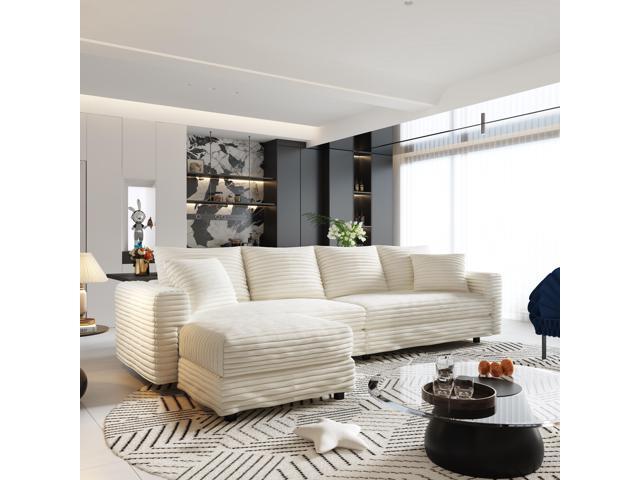 Click here for 102.4 Plush Corduroy 4-Seat Sofa Modern Comfy Upho... prices