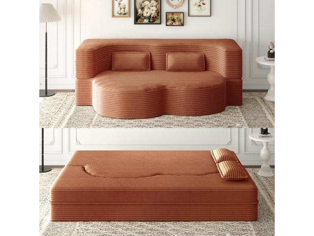 Click here for Modern Floor Sofa with 2 Pillows Convertible Plush... prices