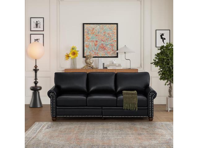 Click here for Classic Living Room Nails Sofa Black Faux Leather prices