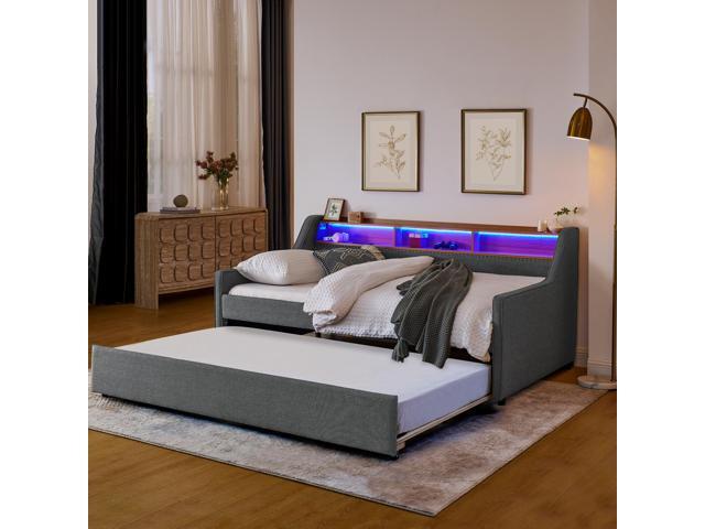 Click here for Twin Size Upholstery Sofa Bed with Three LED light... prices