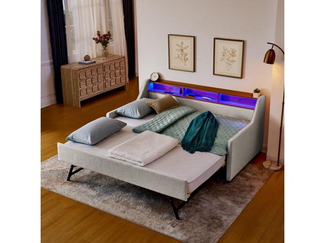 Click here for Twin Size Upholstery Sofa Bed with Three LED light... prices