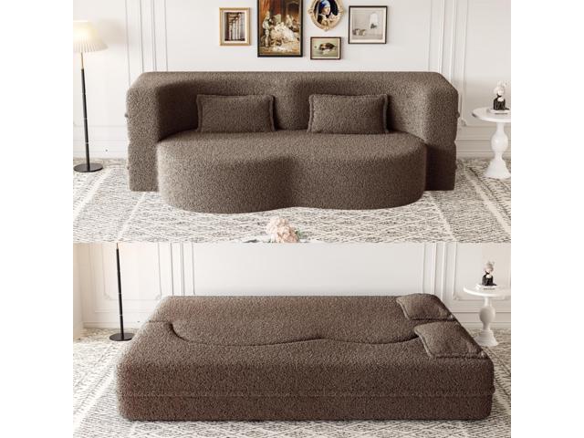 Click here for Modern Floor Sofa with 2 Pillows Convertible Teddy... prices
