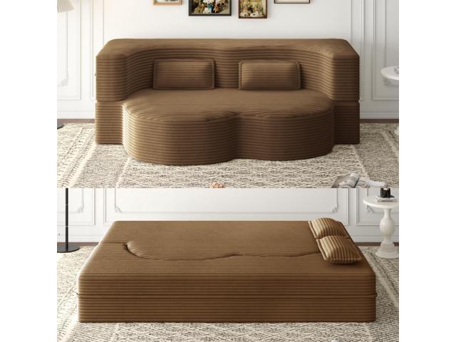 Click here for Modern Floor Sofa with 2 Pillows Convertible Plush... prices